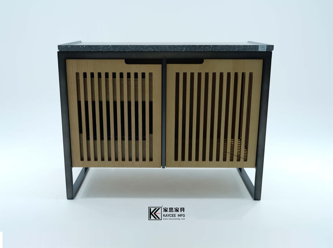 Modern Slatted Wood TV Stand 3D Model — Free Download | FurniMesh